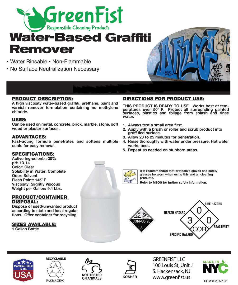 Graffiti Remover - Water Based - Ready-to-use, 1 Gallon – GreenFist